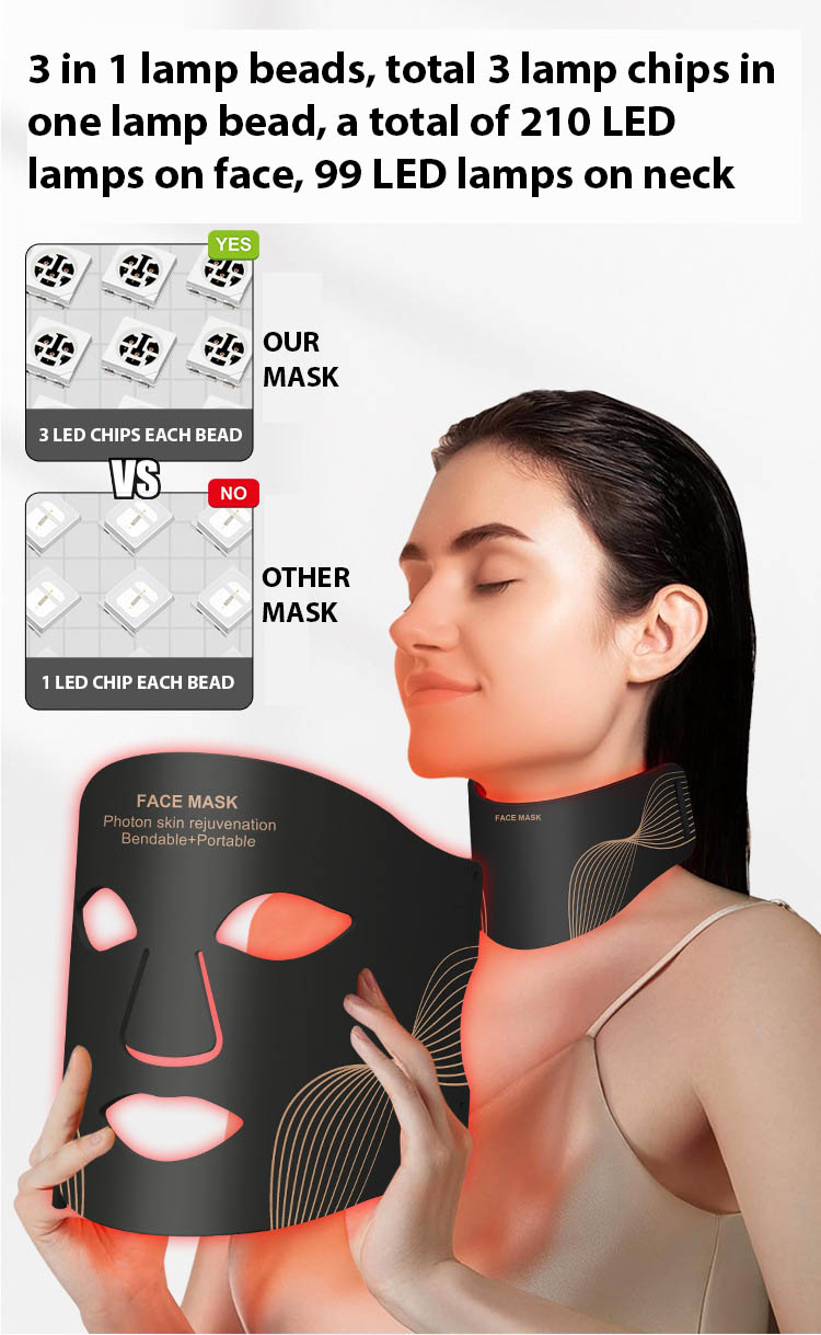 LED light face mask neck mask LIGHT Therapy | 7 colors skin rejuvenation
