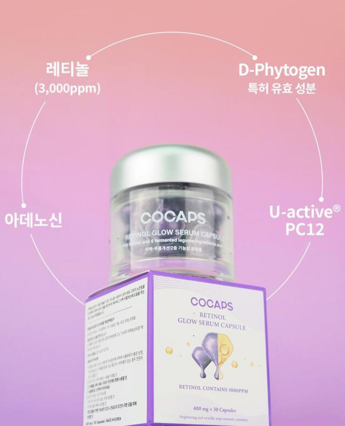 COCAPS Retinol & 12 peptides Glow Capsule Serum SOUTH KOREA
